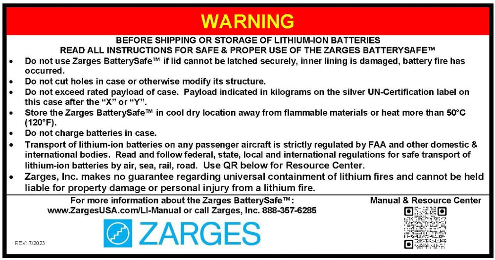 BatterySafe Lithium Ion Batteries - Specialty Cases | ZARGES USA
